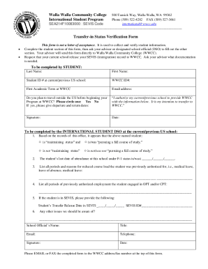Fillable Online Transfer-in Status Verification Form Fax Email Print - pdfFiller