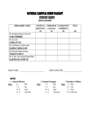 Fillable Online Pageant score sheet pdf - Great City - Fax Email Print ...
