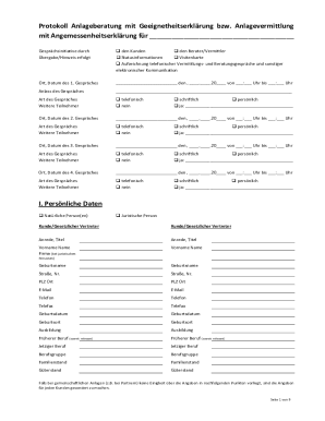 Fillable Online Protokoll Anlageberatung mit Geeignetheitserklrung bzw. ... Fax Email Print ...