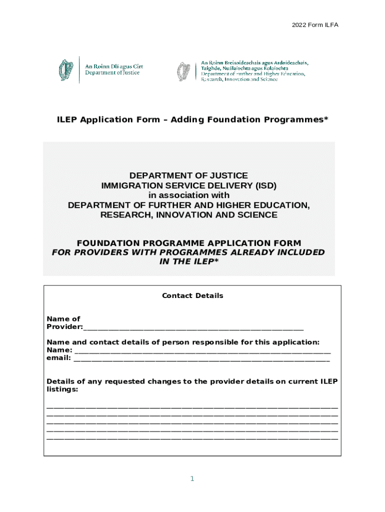 ILEP Application Adding Foundation Programmes* ... Doc Template | pdfFiller