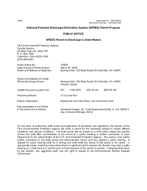 Fillable Online epa ohio STATE OF OHIO General NPDES Permits Chapter ...