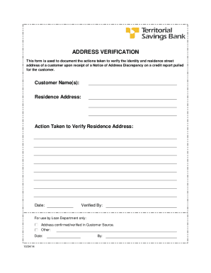 Fillable Online Address Verification Form 10-24-14.xlsx Fax Email Print - pdfFiller