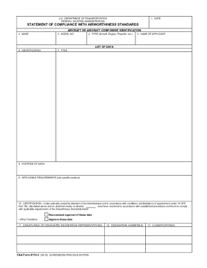 Fillable Online FAA Form 8110-3. Statement of Compliance with ...