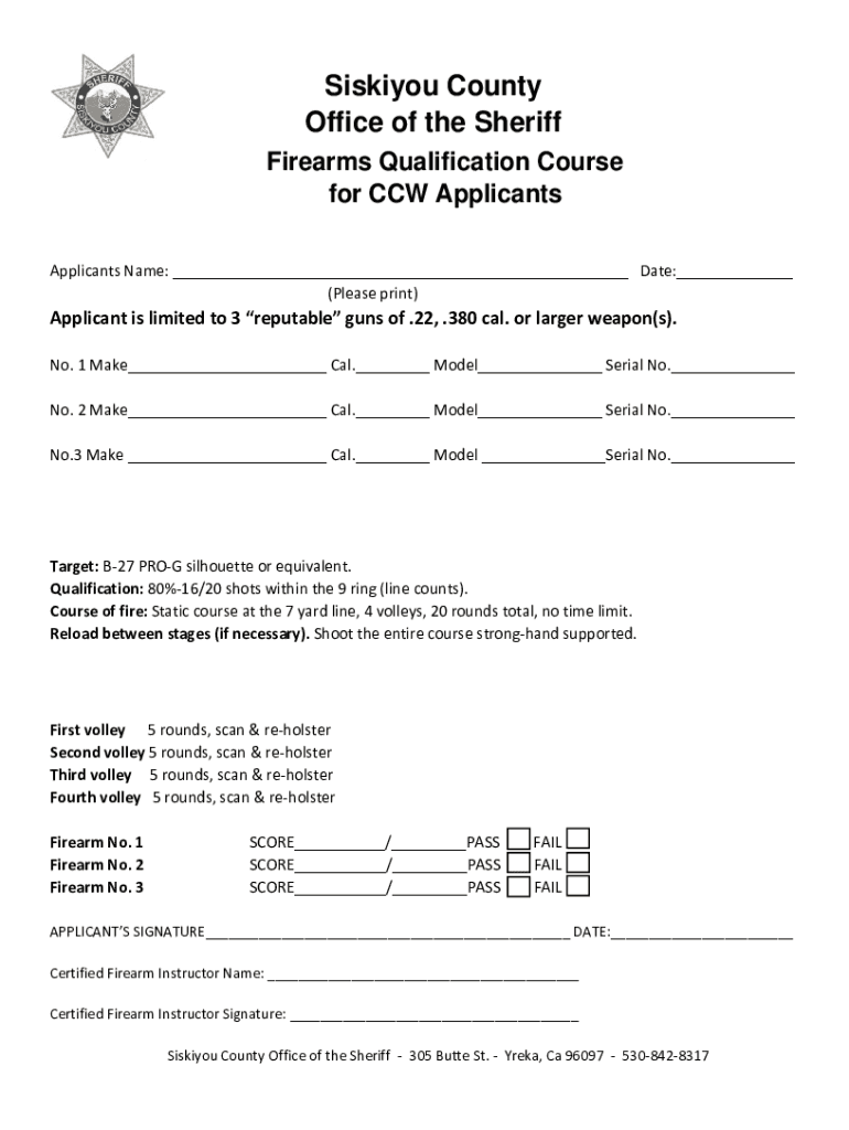 Fillable Online CCW Qualification Form Fax Email Print - pdfFiller