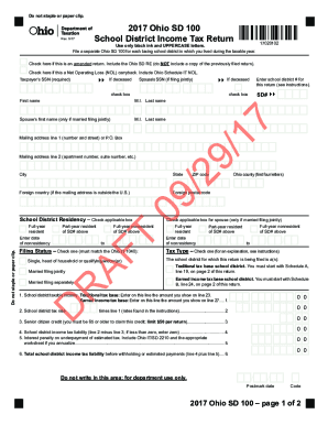 Fillable Online Ohio SD 100 School District Income Tax Return Form Fax ...