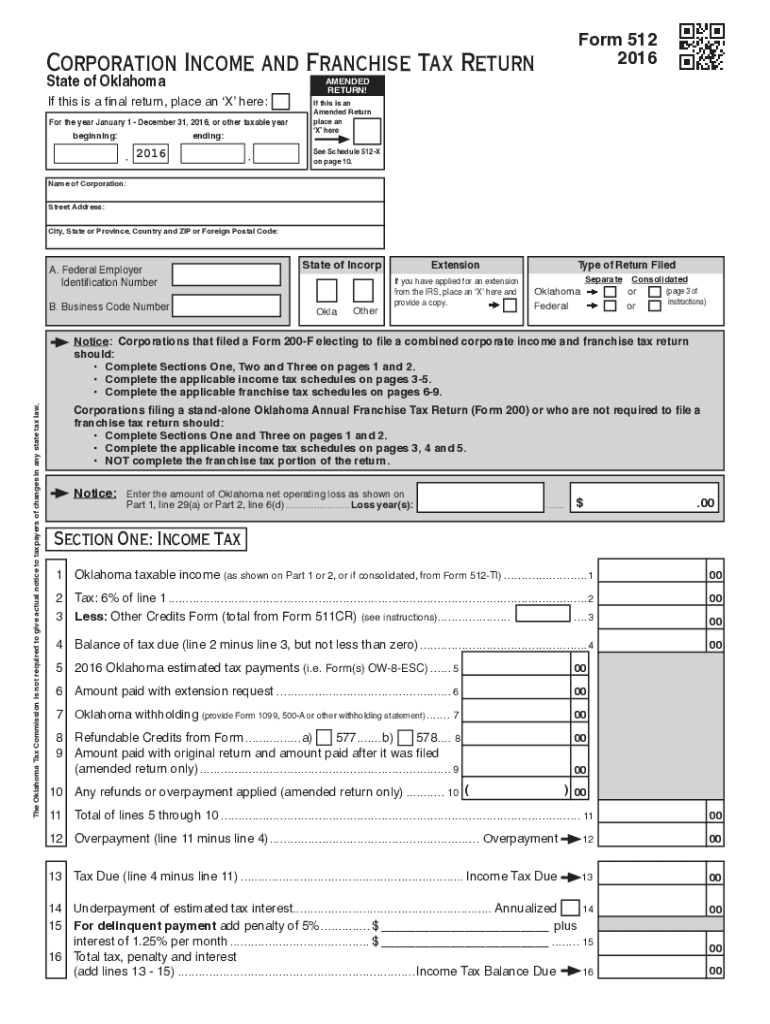 Fillable Online Corporation Income Tax Forms and Instructions Fax Email ...