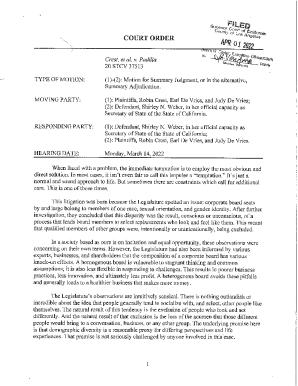 Fillable Online Order Denying Defendant's Motion for Summary Judgment ...