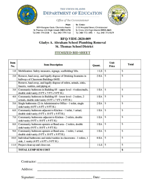 Fillable Online ITEMIZED BID SHEET Fax Email Print - pdfFiller