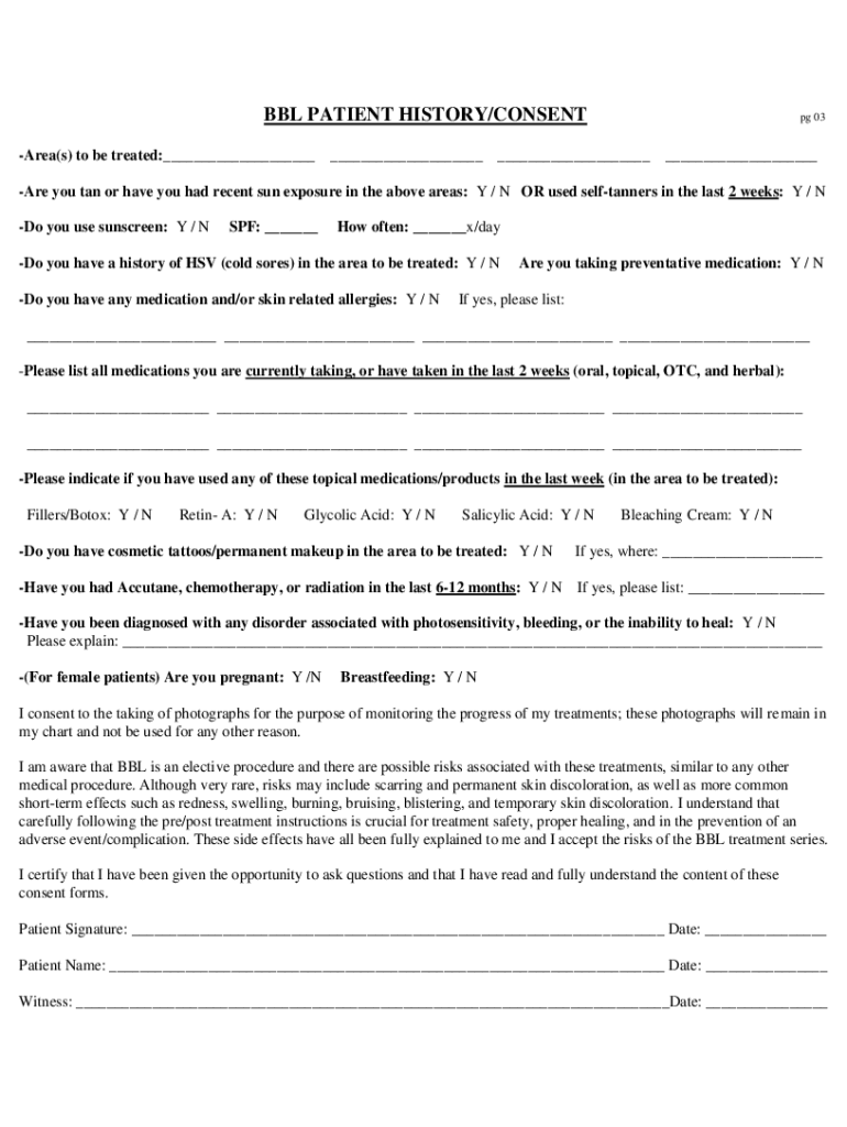 Fillable Online BBL PATIENT HISTORY/CONSENT Fax Email Print - pdfFiller