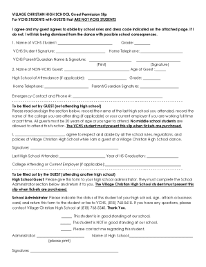 Fillable Online NON-VCS Winter Formal Guest Permission Slip.docx Fax Email Print - pdfFiller