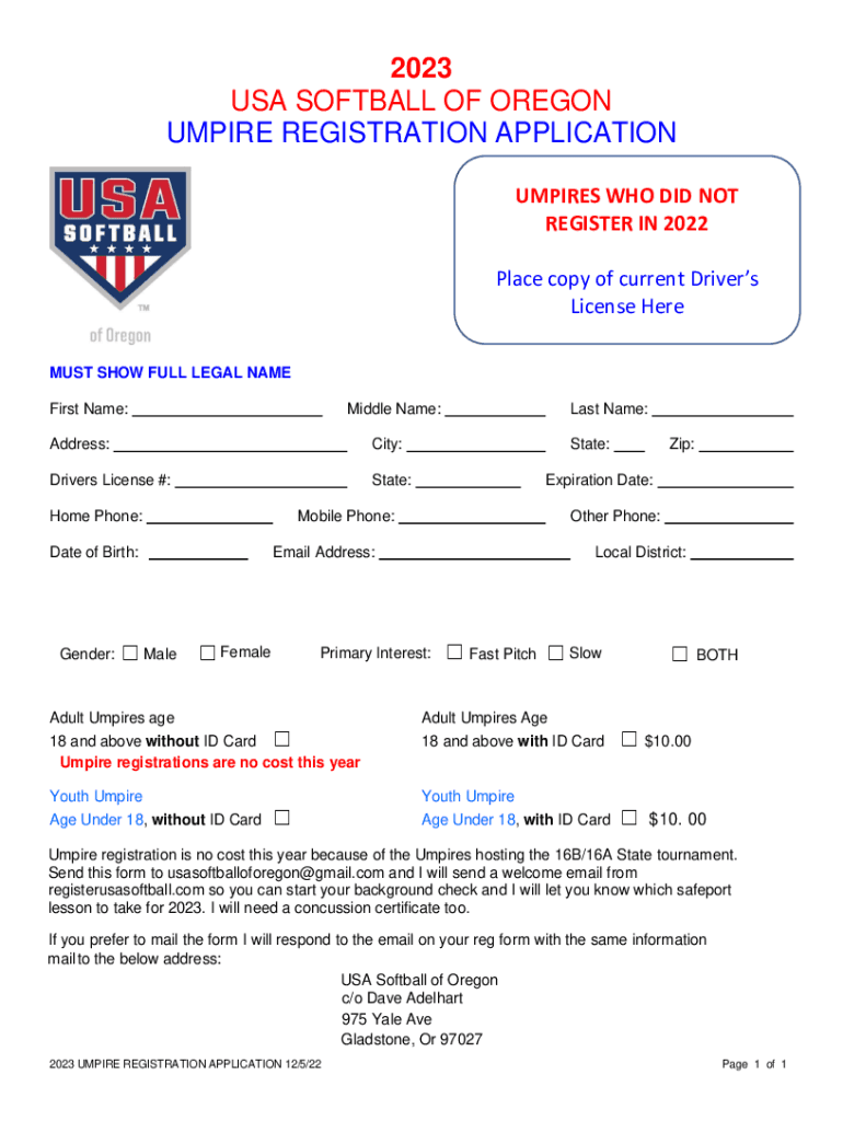 Fillable Online umpire registration application Fax Email Print - pdfFiller