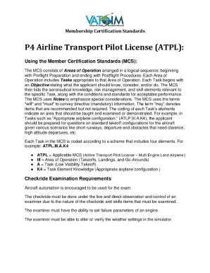 Fillable Online P4 Airline Transport Pilot License (ATPL): Fax Email ...