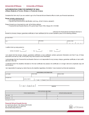 Fillable Online AUTHORIZATION FORM FOR SHIPMENT BY MAILAIDE-3243 ...