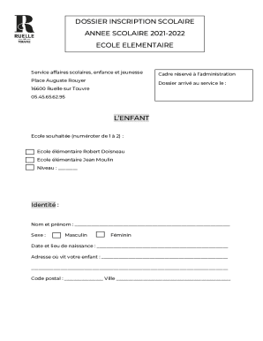 Remplissable En Ligne DOSSIER INSCRIPTION SCOLAIRE Fax Email Imprimer - pdfFiller