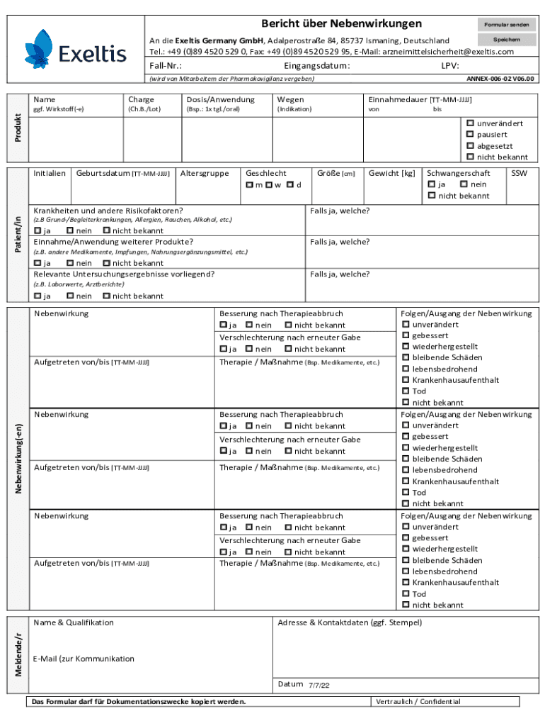 Ausfüllbar Online CIOMS FORM Fax Email Drucken - pdfFiller