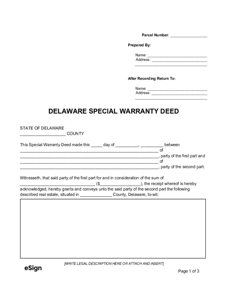 Fillable Online Delaware General Warranty Deed Form (Sussex County) Fax Email Print - pdfFiller