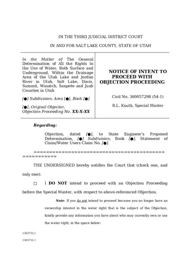 of Objection to Proposed Determination Doc Template | pdfFiller