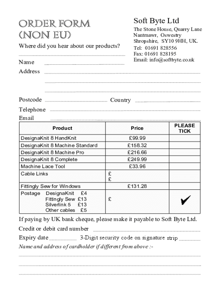 Fillable Online Order Form (Non EU) Fax Email Print - pdfFiller