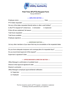 Fillable Online Employee Time Off Request Forms (With Template and ...