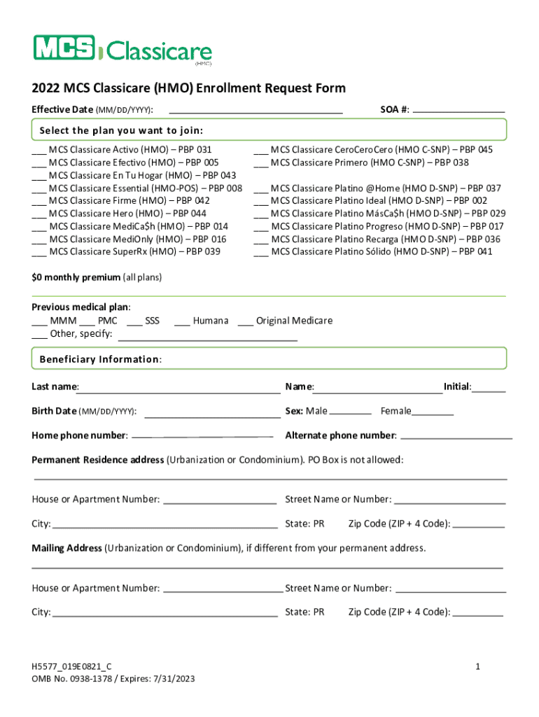 Fillable Online 2022 MAEFORM (ENG). 2022 MAPD/MA Enrollment Form - MCS ...