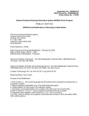 Fillable Online epa ohio OH0027910 OEPA Permit No.: 2PD00006*UD Public ...