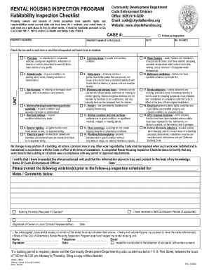 Fillable Online RENTAL HOUSING INSPECTION PROGRAM Habitability ...
