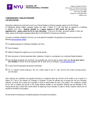 Fillable Online Comprehensive English Program I-20 Application Fax ...