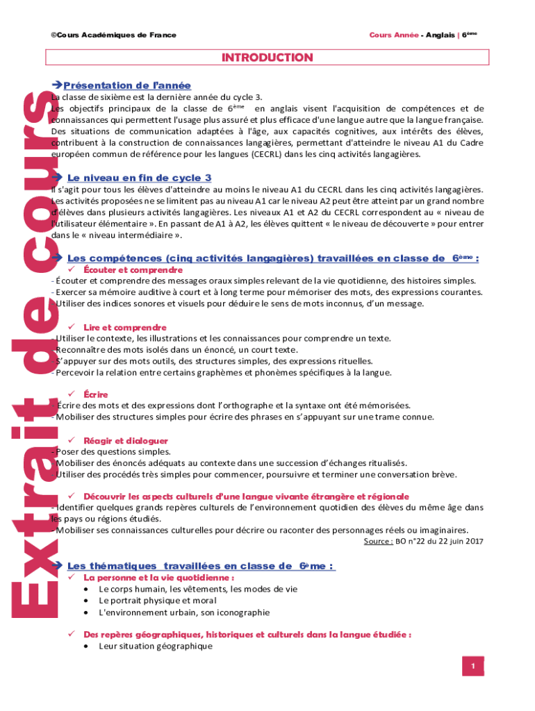 Remplissable En Ligne ELEMENTARY ENGLISH PROGRAM Fax Email Imprimer ...