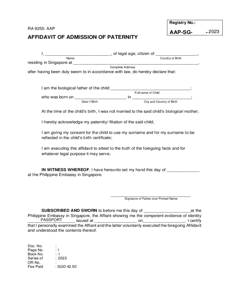 Fillable Online Sample Affidavit of Admission of PaternityPDF Fax Email ...