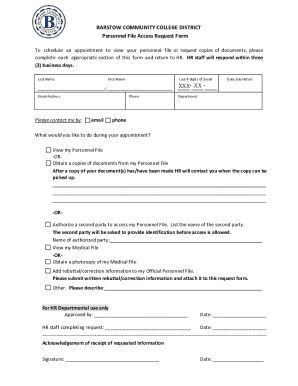 Fillable Online CCSNH Personnel File Access Request Form Fax Email ...