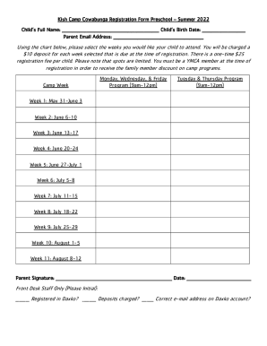 Fillable Online Summer Camp Sign Up Form Fax Email Print - pdfFiller