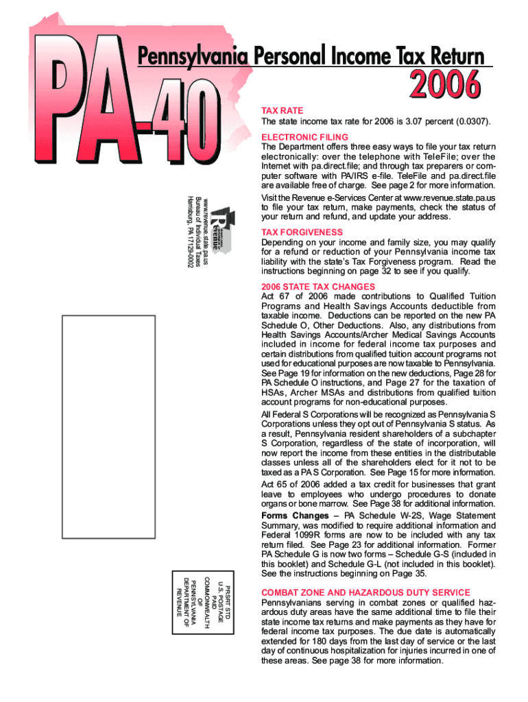 Fillable Online Tax Rates - Pennsylvania Department of Revenue Fax ...