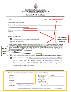Fillable Online Return to Work Certificate The date you were actually ...