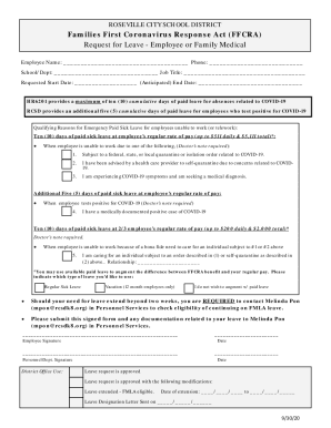 Fillable Online FFCRA Absence Form - Employee or Family Medical.pub Fax ...