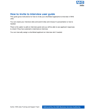 Fillable Online How to invite to interview in NHS Jobs user guide ...