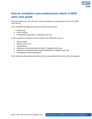 Fillable Online How to complete a pre-employment check in NHS Jobs ...