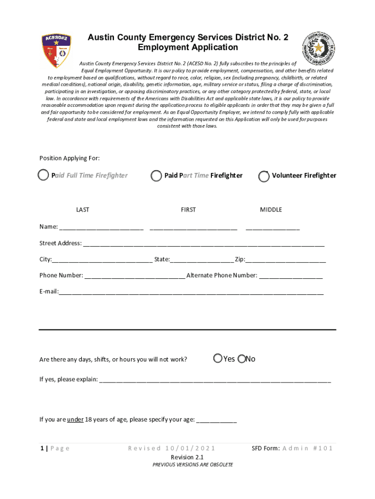 Fillable Online BASTROP COUNTY EMERGENCY SERVICES DISTRICT ... Fax ...