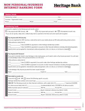 Fillable Online NON PERSONAL/BUSINESS INTERNET BANKING FORM Fax Email ...