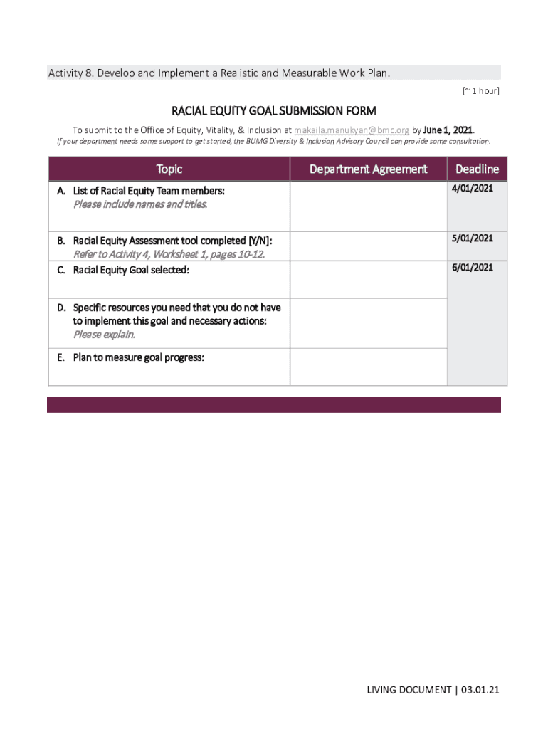 Fillable Online racial equity goal submission form Fax Email Print ...