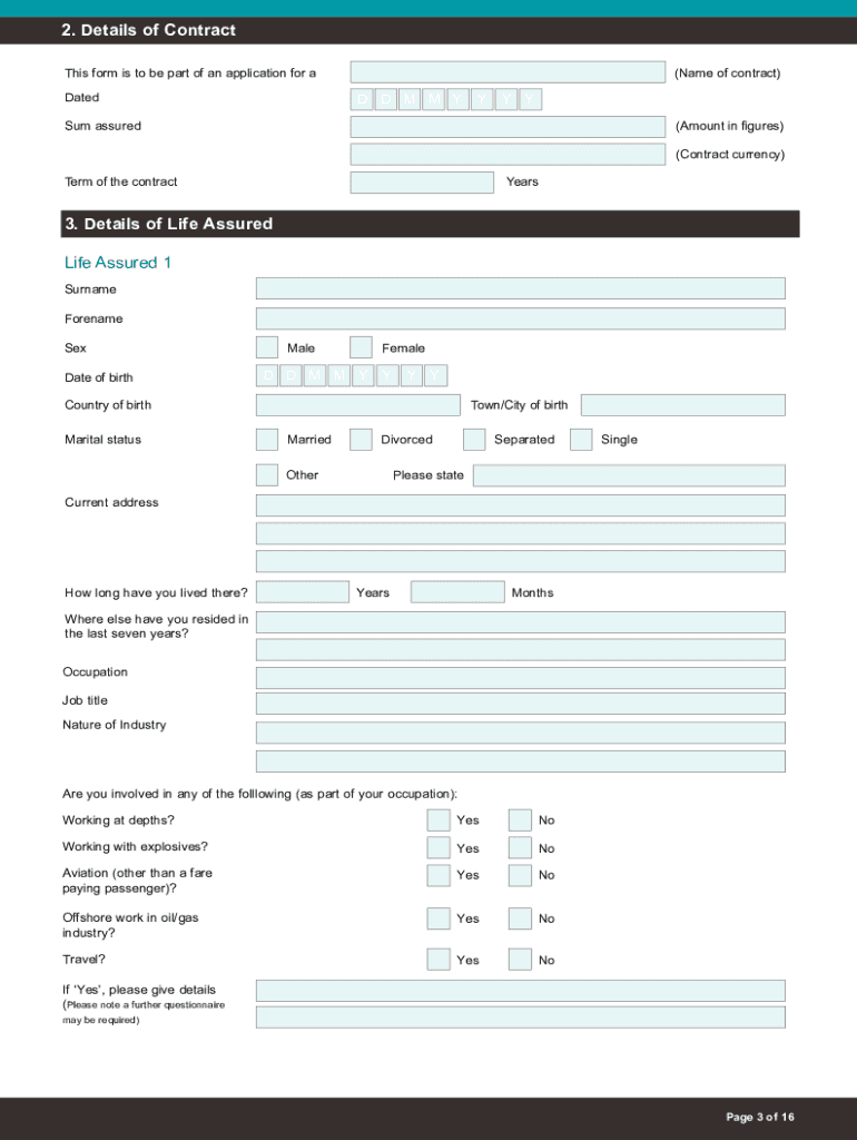 Fillable Online HWL28 Underwriting Application Form System Version ...
