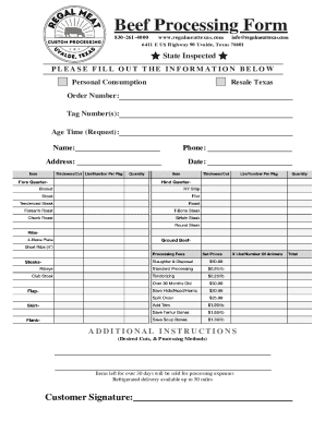 Fillable Online Regal Meat Forms & Price Sheets Fax Email Print - pdfFiller