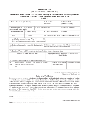 Fillable Online FORM NO.15H See rule 29C(1A) Declaration under sub ...