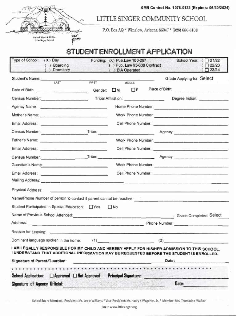 Fillable Online Little Singer Community Elementary School in Winslow ...