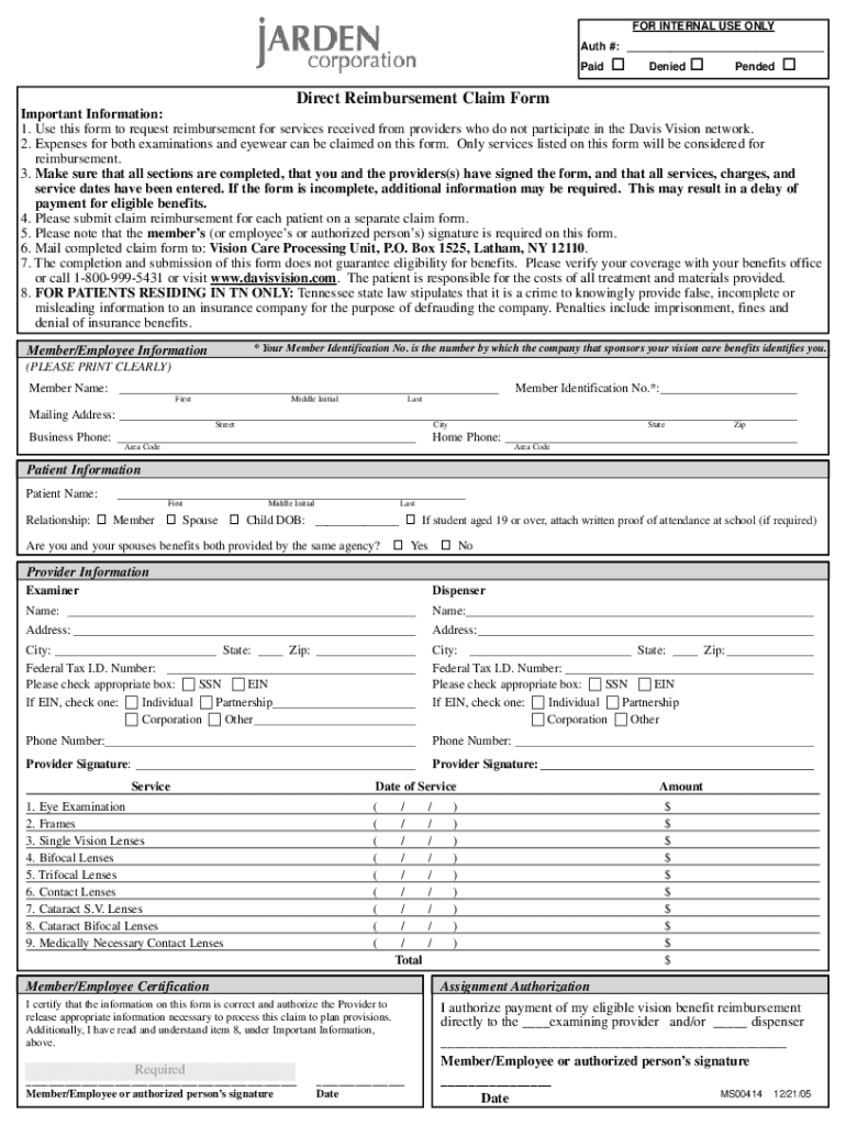 Fillable Online 1-1-06 AHI claim form.qxp Fax Email Print - pdfFiller