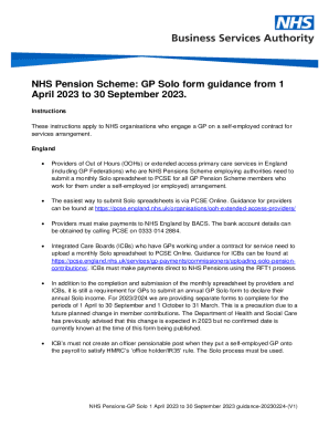 Fillable Online NHS Pension Scheme: Claim for 'GP Solo' work from 01 ...