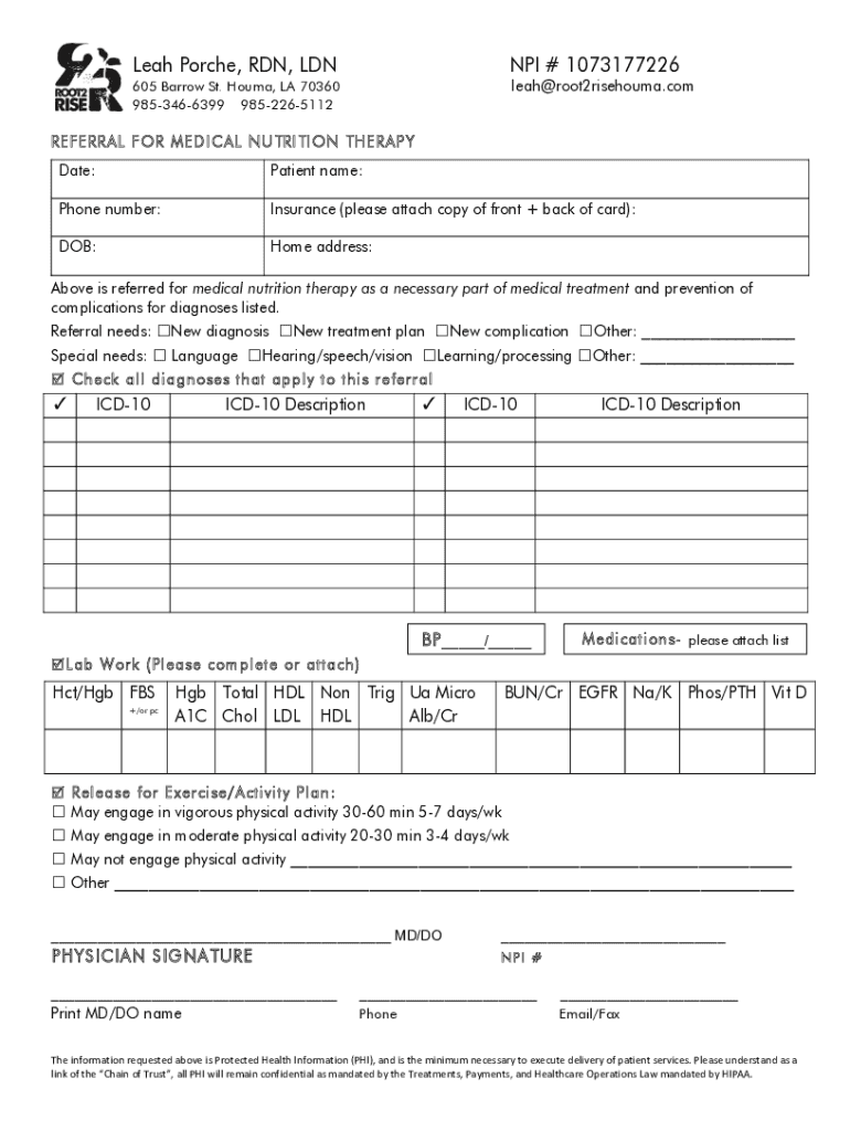 Fillable Online Root Referral Form.docx Fax Email Print - pdfFiller