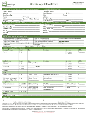 Fillable Online Hematology Referral Form Fax Email Print - pdfFiller