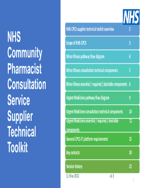 Fillable Online NHS community pharmacist consultation service toolkit ...