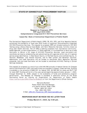 Fillable Online State of Connecticut DPH RFP Log #2024-0903 ...