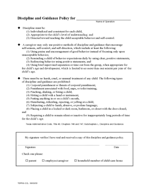 Fillable Online Discipline and Guidance Form Fax Email Print - pdfFiller